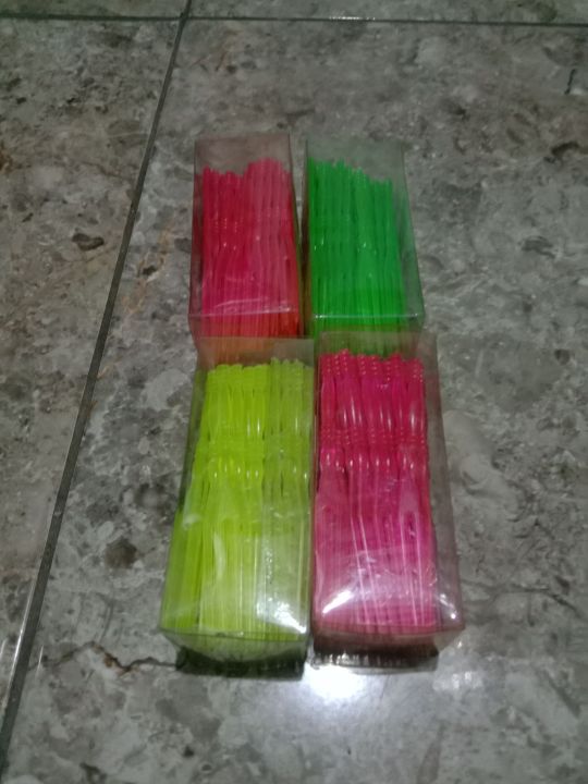 garpu mini plastik warna warni, garpu cake | Lazada Indonesia