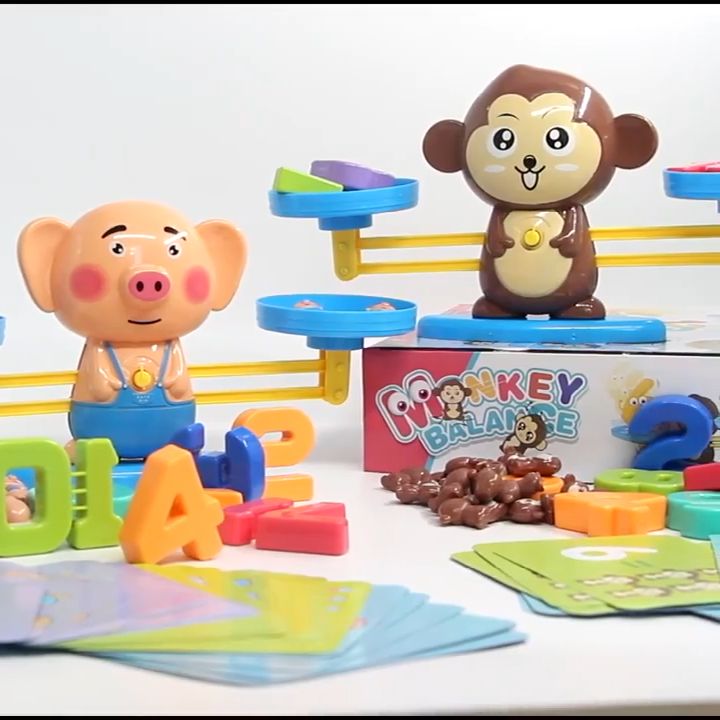 Montessori Learning Basic Math Monkey Number Balancing Scale Board Game ...