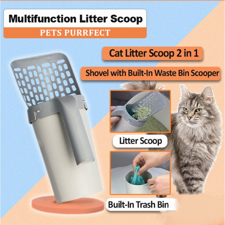 Cat Litter Scoop Upgraded 2 in 1 Shovel with Built-In Waste Bin Scope ...