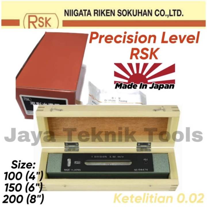 Waterpass Balok RSK Precision Flat Level Mesin 100 150 200 mm 0.02 div ...
