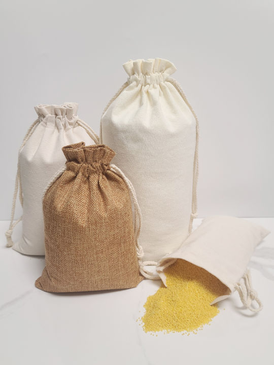 Xiaomi Cereals Barley Cake Flour Sack Drawstring Bag Canvas Rice Cloth ...