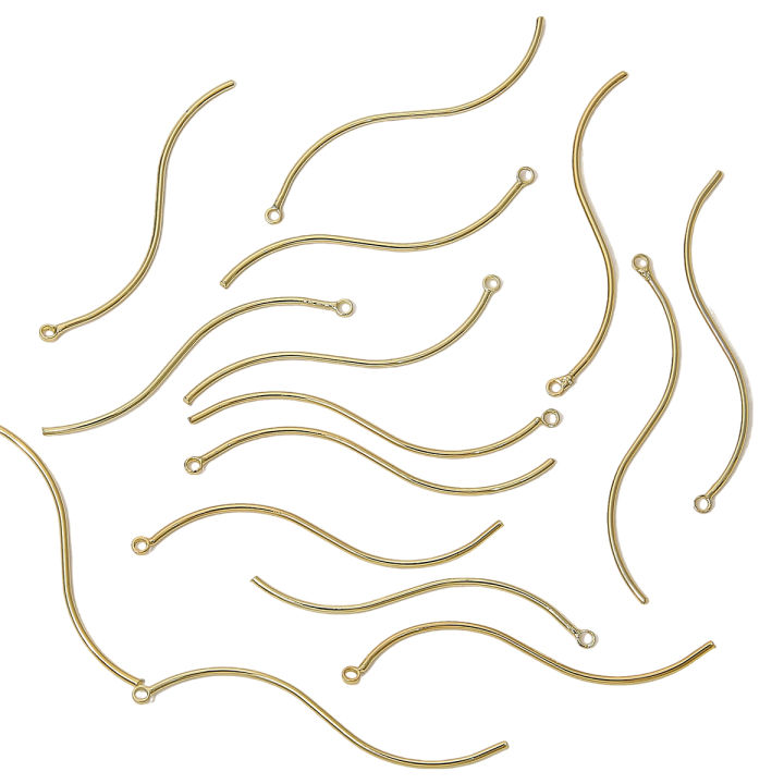 2-10ชิ้น48-52มม. 14K ทองเหลืองเคลือบทอง S-Shape Tube สำหรับ DIY ต่างหู ...