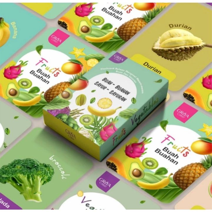 flash card buah buahan & sayur sayuran | Lazada Indonesia