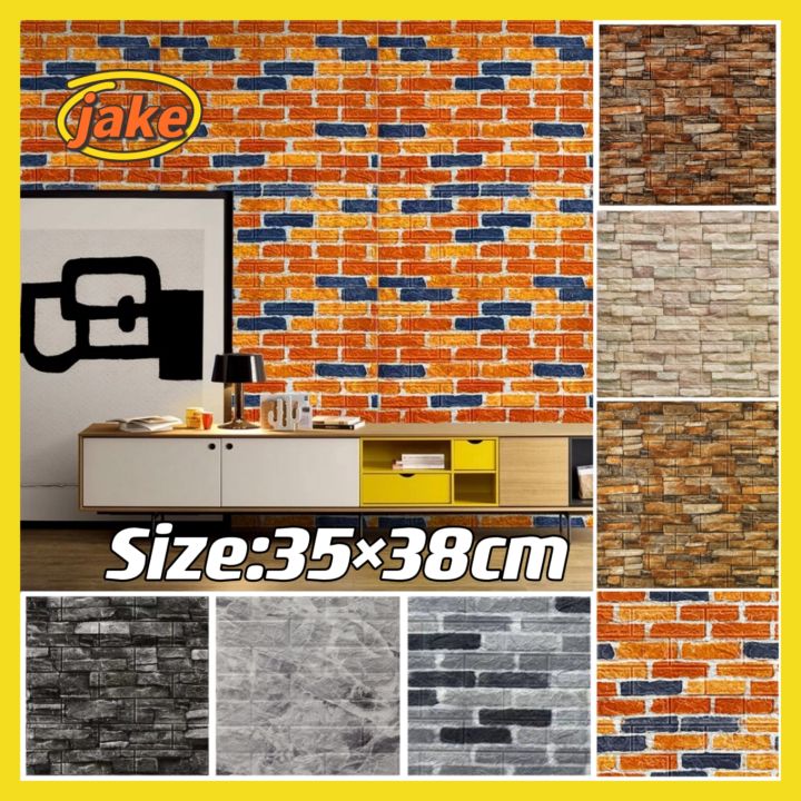 Wallpaper 35×38cm Adhensive 3D Retro Brick wall stickers wallpaper ...