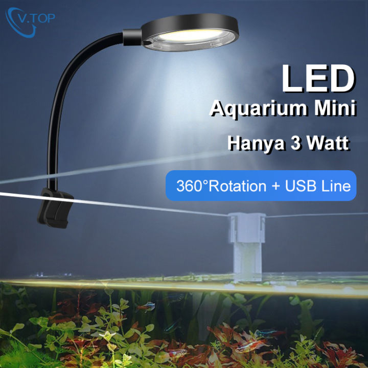 V.TOP Lampu Aquarium 3W Mini / LED Aquarium / Lampu Aquarium Jepit For ...