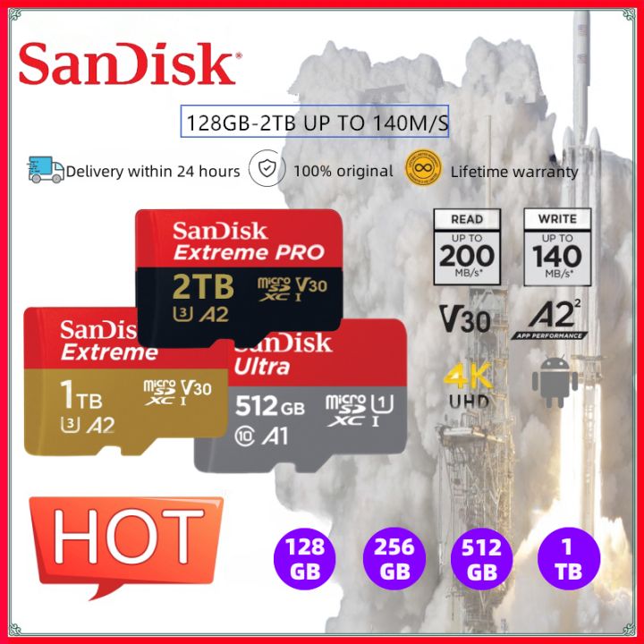 SanDisk A1 Extreme Pro Micro SD Card Storage Card 128GB/256GB512GB 170MB/s Tf Card Reader 3.0 ...