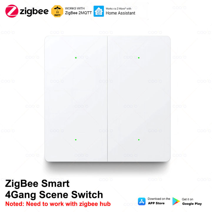 Smart ZigBee Scene Switch 4 Gang 12 Scene Switch Push Button Controller ...