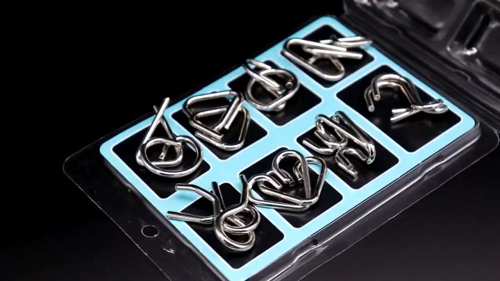 8PCS/Set IQ Metal Puzzle Brain Teaser Intelligence Solution Puzzles For ...