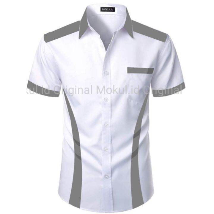 Baju kerja putih list abu kemeja seragam pria kemeja wanita kerja ...