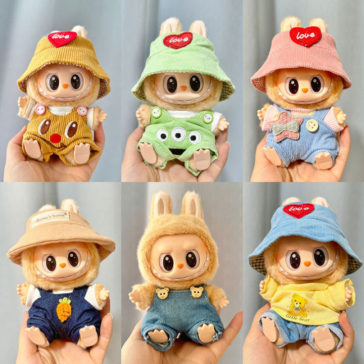 Cute Cartoon Mini Labubu Clothes Plush Hoodie Vinyl Doll Jumpsuit No ...