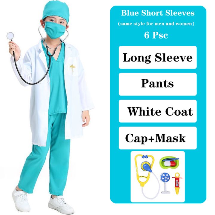 Rabbite Boys Girls Doctor Costume for Kids Nurse Uniform Surgical Gown ...