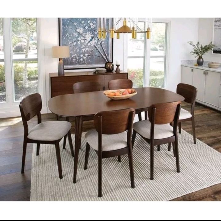 Dining set || meja makan kayu jati || meja makan K6 || tebal meja 3 cm ...