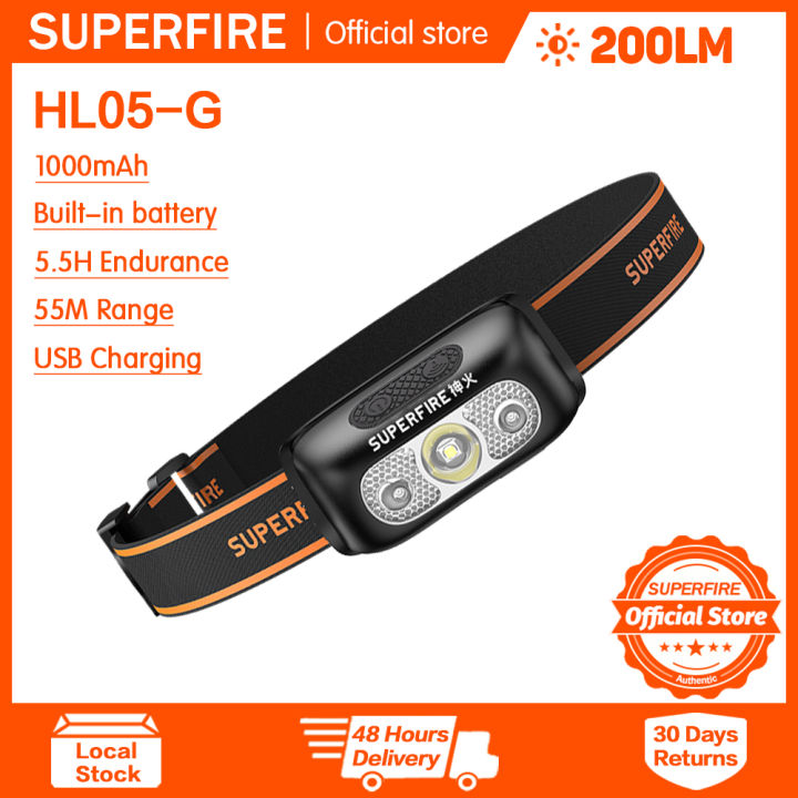 SUPERFIRE HL05-E sensing headlamp rechargeable portable mini headlight ...