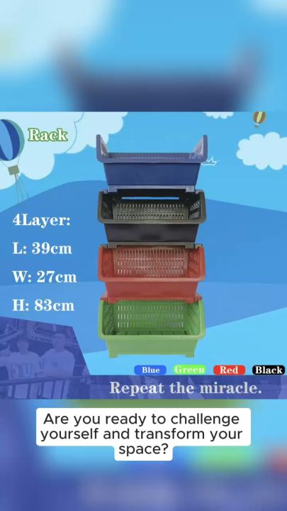 SJM MALL-3-4-5 Layer Utility Rack Home Organizer Plastic Stackable Rack ...