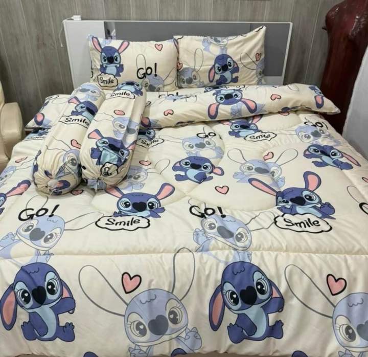 ผ้าปูที่นอน / ชุดผ้าปู / ผ้านวม ลายสติชขาว ⚪️🩵🔵 | Lazada.co.th