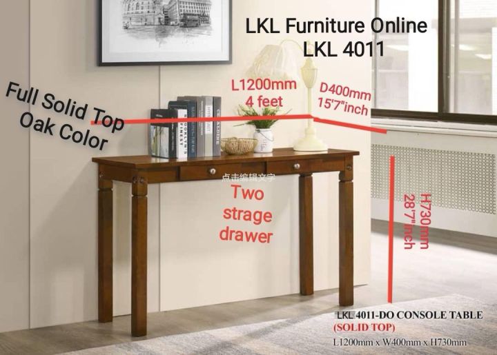 LKL 4 feet Solid Top Console Table / 4 kaki kayu solid top meja | Lazada