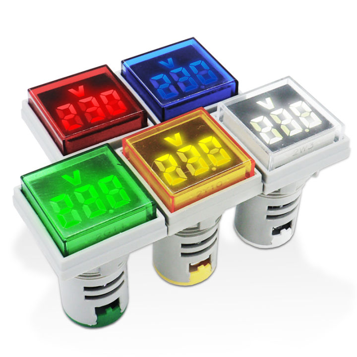 22mm Square Mini Digital Voltmeter AC50-500V Volt Voltage Tester Meter ...