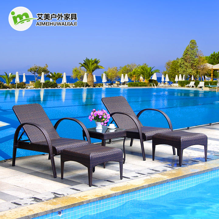 Sun Lounger House Courtyard Swimming Pool Beach Chair Outdoor Outdoor ...
