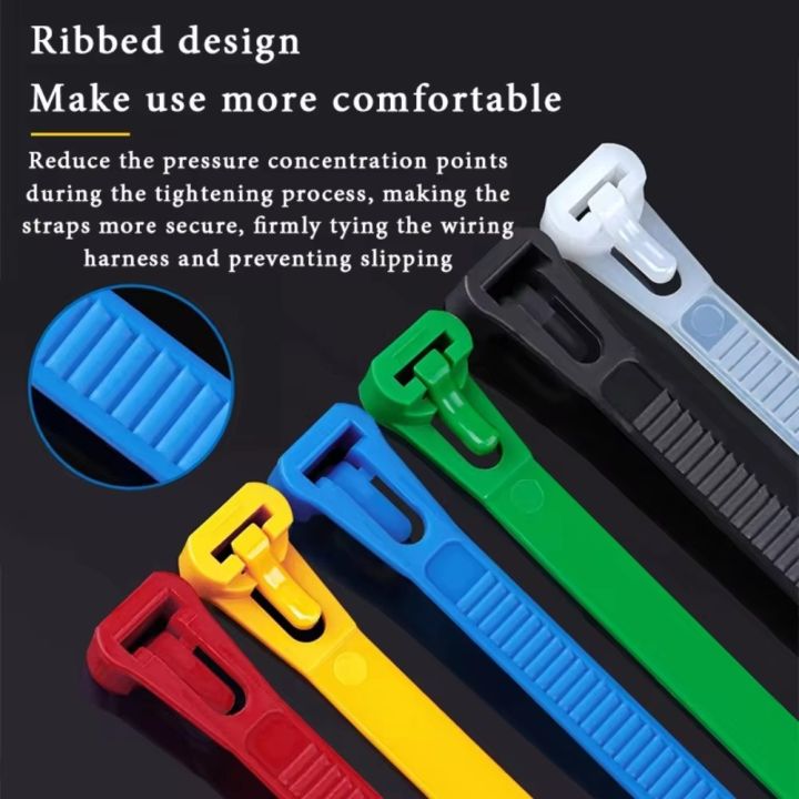 100 Reusable Cable Ties Removable Cable Lock Loop Nylon Ties Recyclable ...