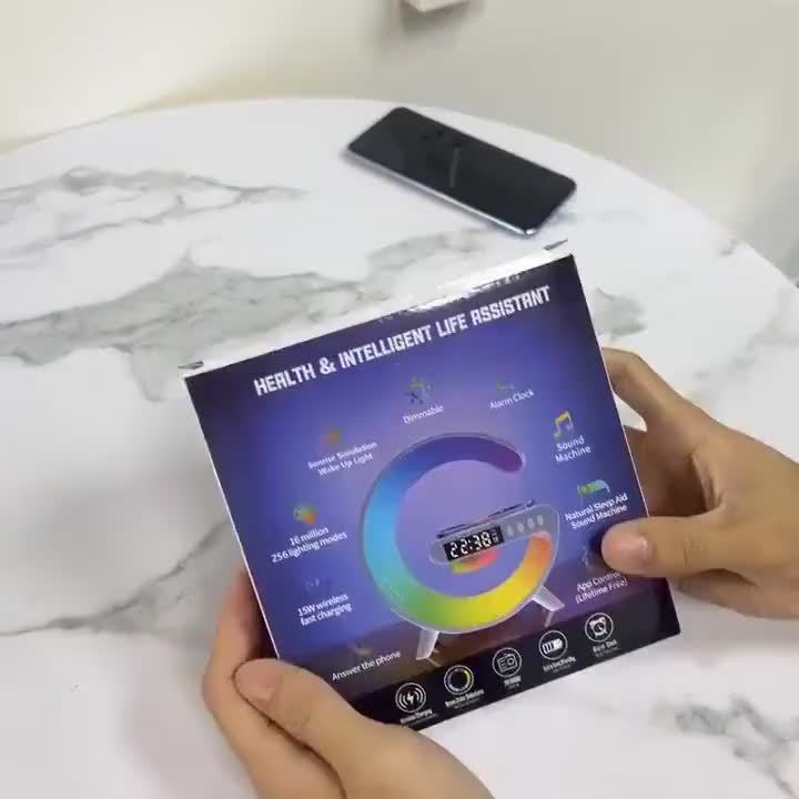 4 in1 RGB Bluetooth speaker jam pengecas tanpa wayar multi fungsi ...