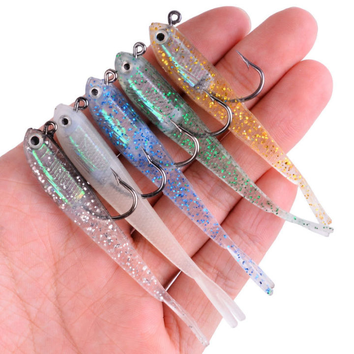 Soft Plastic Lure 7cm/6g Split Tail Lead Fish Swimbaits With Hooks ...