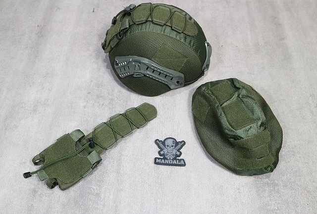 Cover Helmet Tactical Satu Set Atas dan Bagian Cover Hijau Army ...