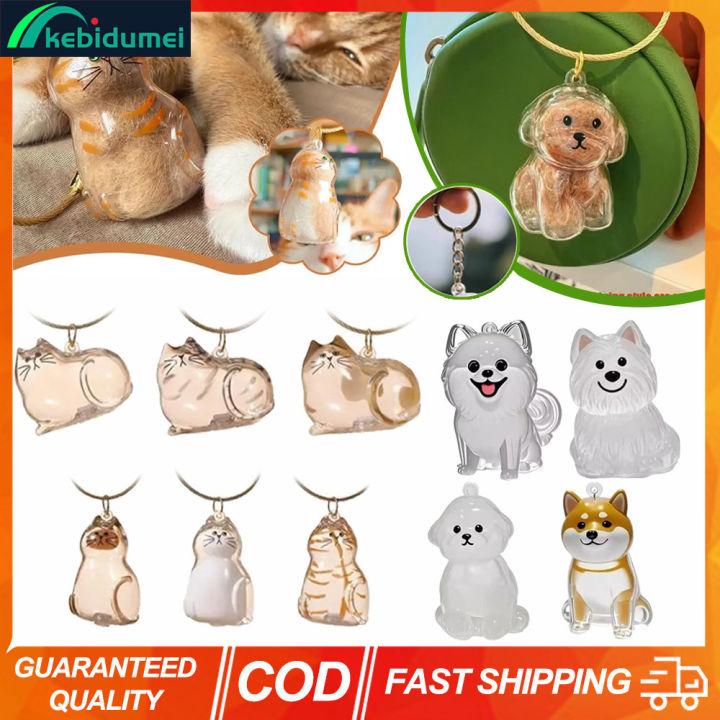 Kebidumei Pet Hair Container Keychain Pendant Transparent Cat Dog Hair ...