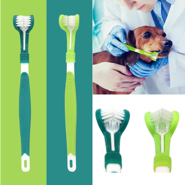 3-Sided Pet Toothbrush Dog Plastic Toothbrush Removing Bad Breath ...