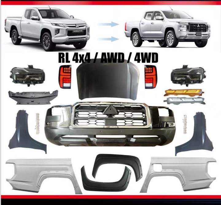 Mitsubishi triton 2019-2024 convert 2025 bodykit body kit front rear ...