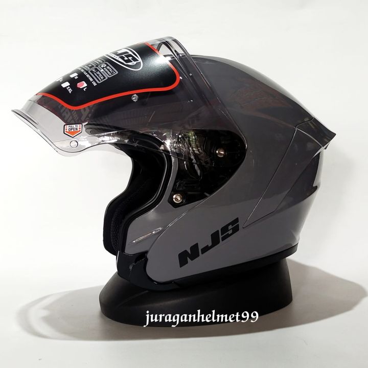 helm half face njs kairoz Drake greyy glossy helm half face original ...