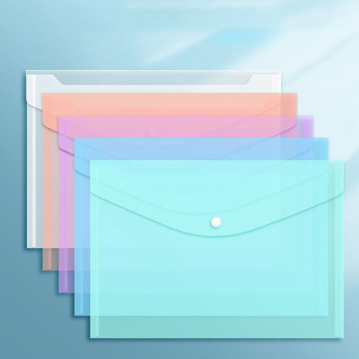 10ชิ้น A4ใสประเภทปุ่ม tas berkas นักเรียนแฟ้มกระเป๋ากันน้ำขายส่งไฟล์ ...