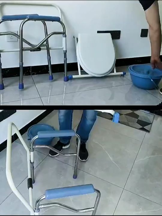 Foldable Heavy Duty Commode Chair Toilet Adult Arinola Stainless ...
