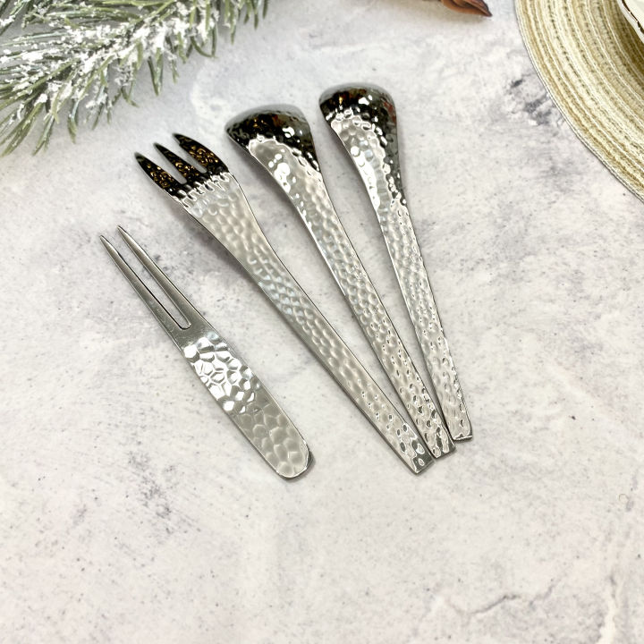 Short-Handled 304 Stainless Steel Fruit Forks Dessert Stirring Spoons ...