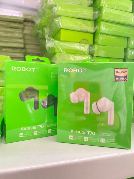 ROBOT T70 TWS wireless earphone deep bass led display | Lazada Indonesia