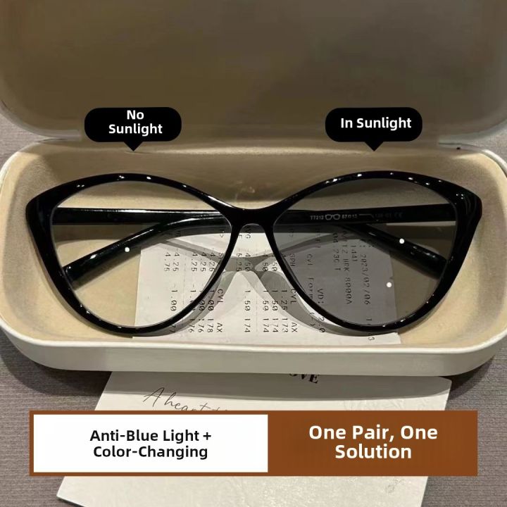New Ultra-light Triangular Cat Eye Color-changing Glasses for Women ...