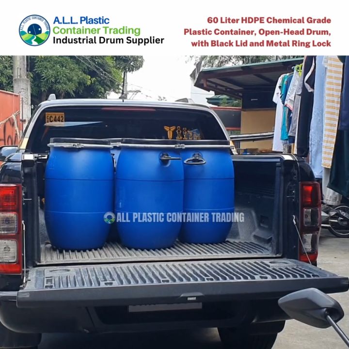 60 Liter HDPE Chemical Grade Plastic Container Drum, Open-Head Drum ...