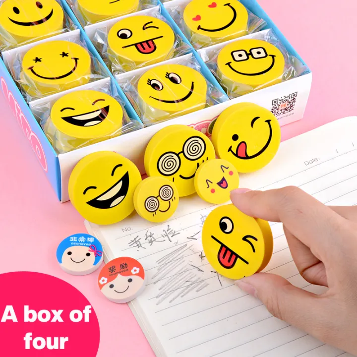 2pcs/bag smiley eraser school supplies Smile Face Eraser kids Rubber ...