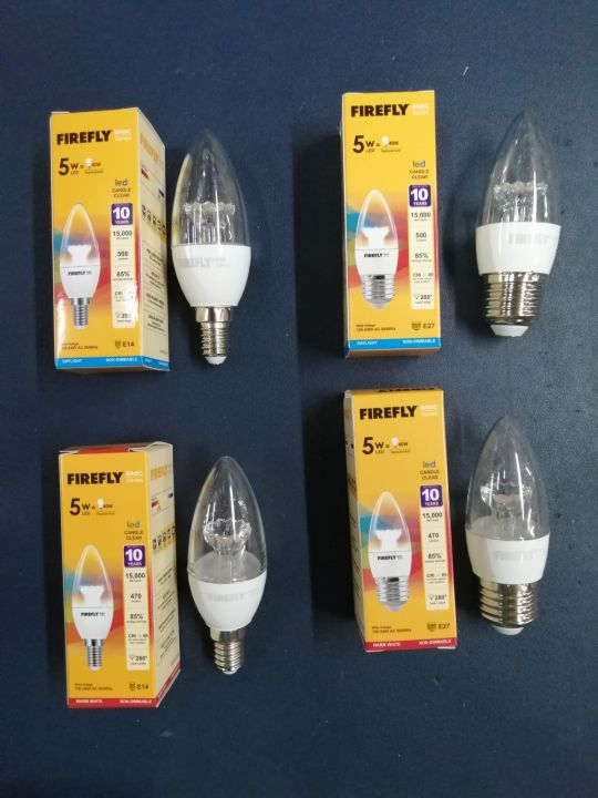 Firefly LED Candle Bulb Clear 5w E14 or E27 (Daylight=White Light ...
