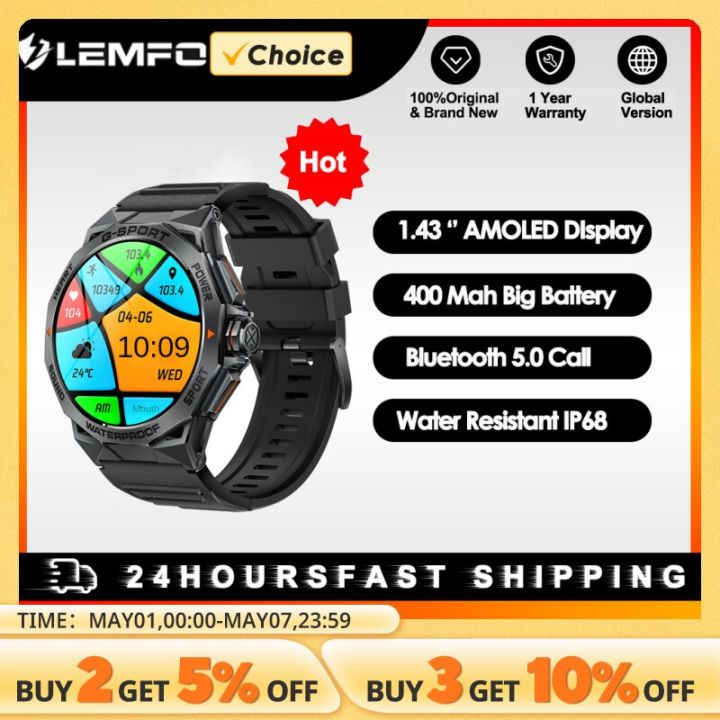 LEMFO Amoled Smart Watch Bluetooth Call IP68 Waterproof Smartwatch Men ...