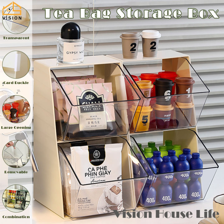Vision 2 Layer Tea Bag Holder Desktop Capsule Coffee Storage Box Multi ...
