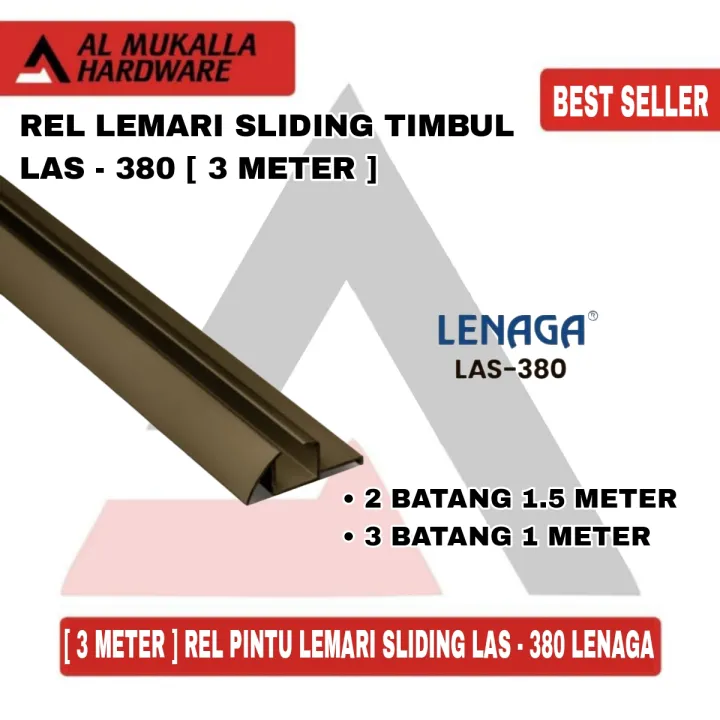 [ 3 Meter ] Rel Pintu Lemari Sliding LAS - 380 Timbul Lenaga 3 Meter ...