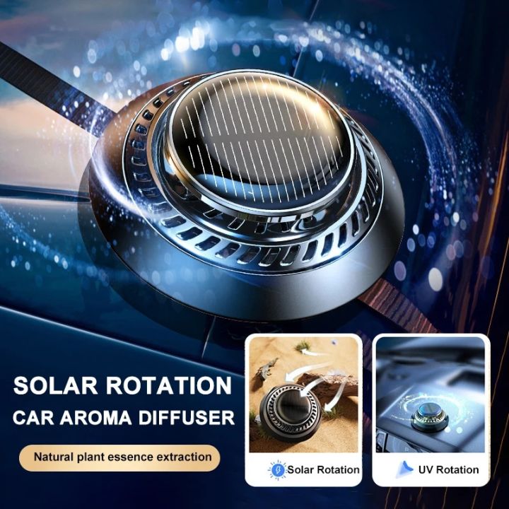 Solar Powered Car Rotating Aromatherapy Car Air Freshener Fragrance Car ...