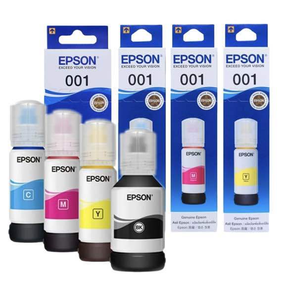 Epson 001 Ink Original Bottle inks for printer. Color black cyan yellow ...