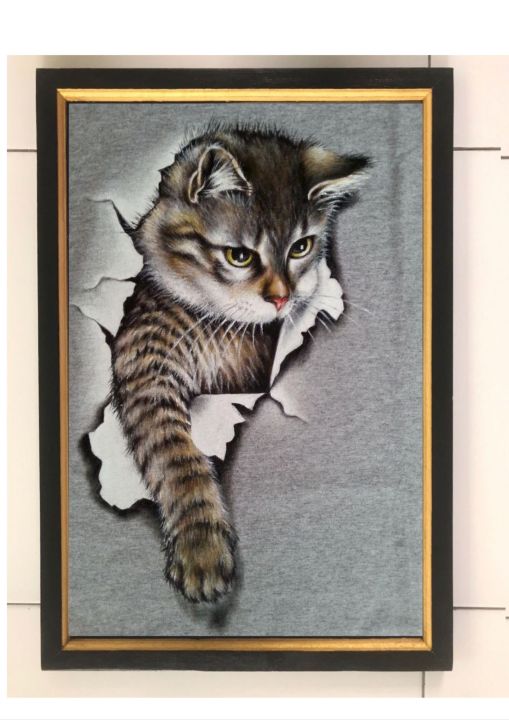 Hiasan dinding cetak gambar kucing lucu imut plus bingkai ukuran ...