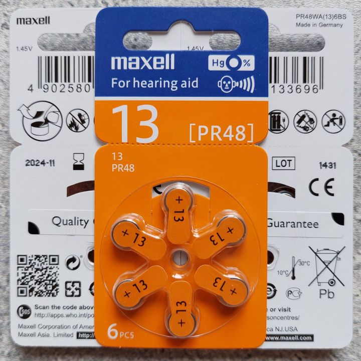 Baterai Alat Bantu Dengar Maxell PR48 Hearing Aid Battery Pendegaran ZA 13 Original | Lazada ...