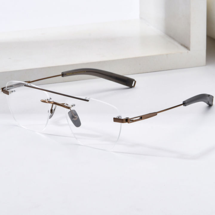 FONEX Titanium Glasses Frame Men Brand Design Rimless Big Oversize ...