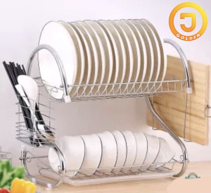 GoldenJ Stainless Steel 2 Layer Dish Drainer Rack | Lazada PH