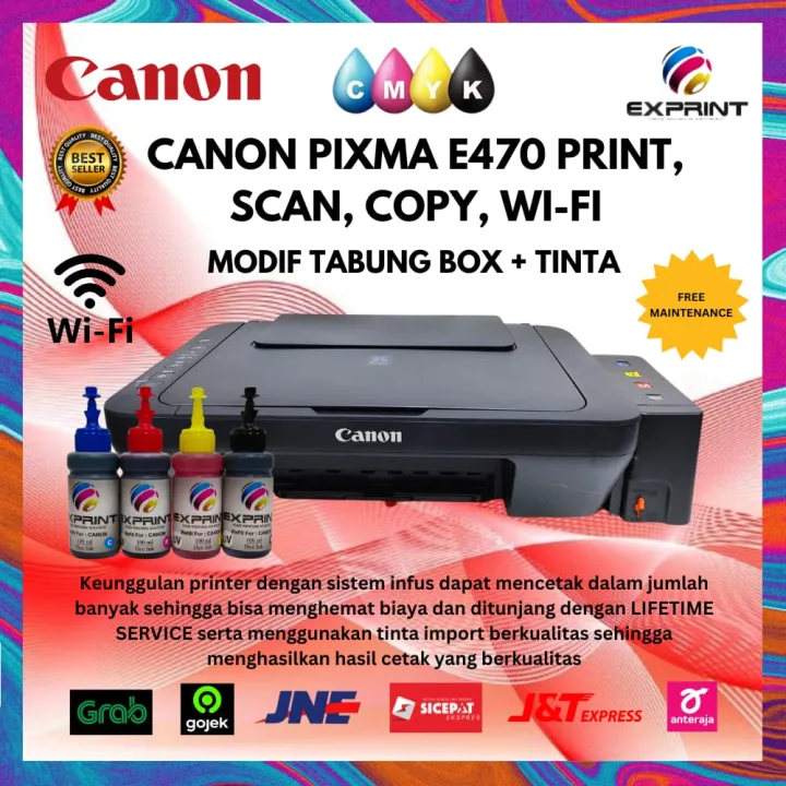 PRINTER CANON PIXMA E470 PRINT SCAN COPY WIRELESS INFUS TABUNG BOX ...