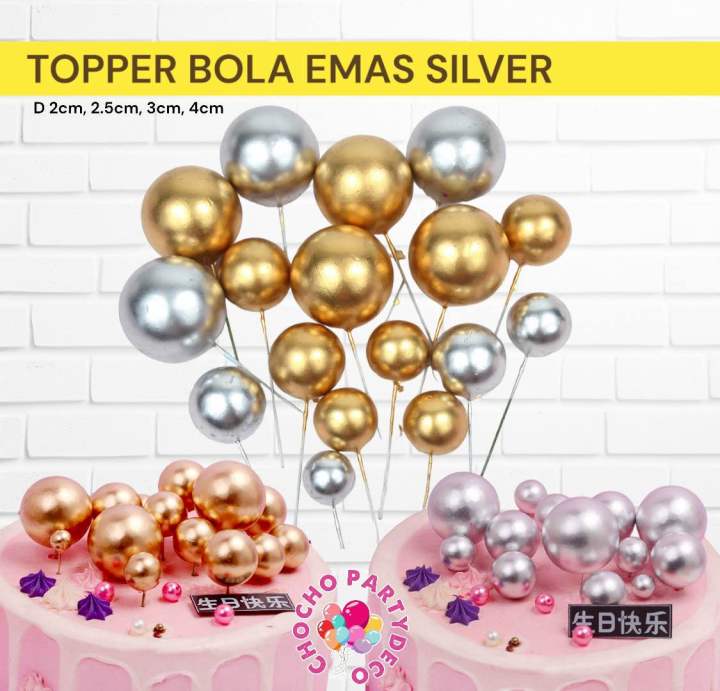 (10pc) Topper kue Bola Emas Cake topper kue hiasan kue ulang tahun murah | Lazada Indonesia