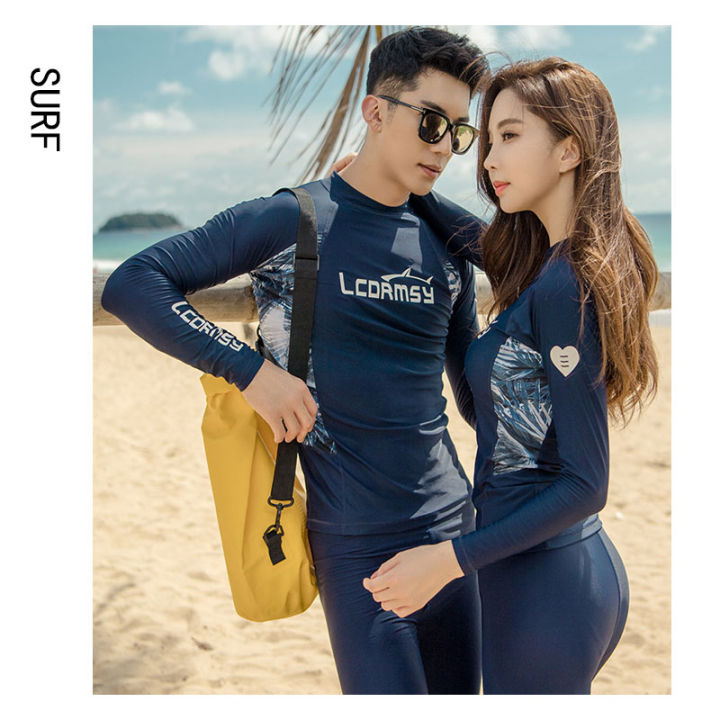 Surf Ready Stock Korean Men Women Couple Long Sleeve Swimming Suit